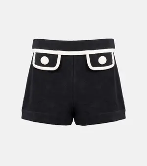 ADRIANA DEGREAS High-rise Cotton-blend Terry Shorts - Black
