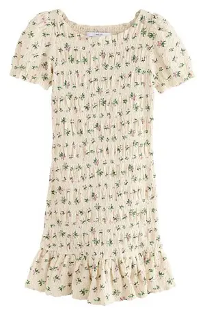 NEXT Ditsy Print Shirred Mini Dress