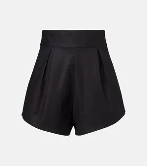 ADRIANA DEGREAS High-rise Cotton-blend Shorts - Black