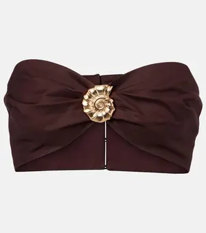 ADRIANA DEGREAS Embellished Bandeau Top - Brown