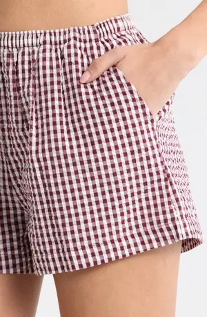 BILLABONG Printed Cotton Shorts - Red Dahlia