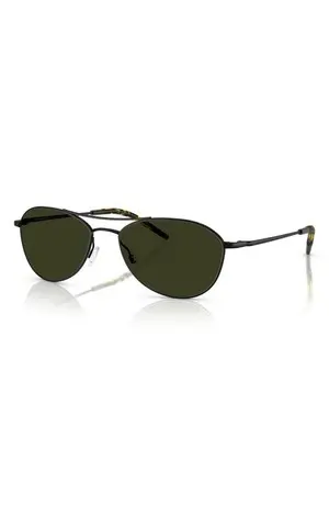 Oliver Spencer 57mm Pilot Sunglasses - Matte Black/ G15 Polar