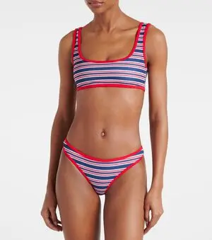 Jade Swim Striped Bikini Top Rounded Edges - Multicoloured
