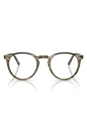 Oliver Spencer O'malley 47mm Round Eyeglasses - Soft Olive Bark/ Demo Lens