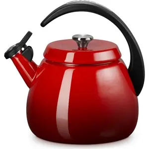 LE CREUSET 2.2-quart Enameled Stainless Steel Whistling Cloche Kettle - Cerise