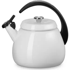 LE CREUSET 2.2-quart Enameled Stainless Steel Whistling Cloche Kettle - White