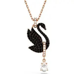 SWAROVSKI Swan Pendant Necklace - Black