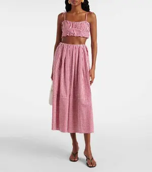 Faithfull The Brand Mira Gingham Cotton Poplin Crop Top