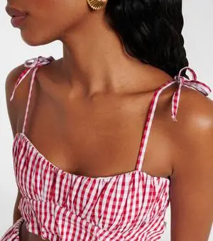 Faithfull The Brand Mira Gingham Cotton Poplin Crop Top