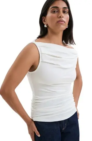 MARCELLA Cooper Boat Neck Ruched Tank
