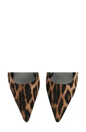 Mango Leopard Print Pointed Toe Slingback Pumps