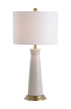 JONATHAN Y Hartley 29" Ceramic Column Led Table Lamp - Cream
