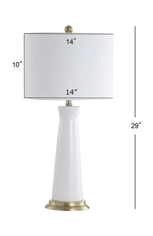 JONATHAN Y Hartley 29" Ceramic Column Led Table Lamp - White/brass Gold