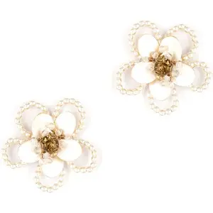 Deepa Gurnani Hattie Flower Stud Earrings - Ivory