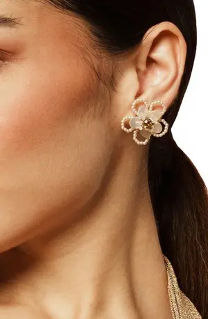 Deepa Gurnani Hattie Flower Stud Earrings