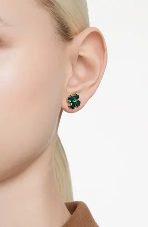 SWAROVSKI Idyllia Clover Stud Earrings - Green