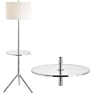 JONATHAN Y Hall 62" Metal Led End Table Floor Lamp - Chrome