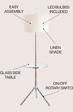 JONATHAN Y Hall 62" Metal Led End Table Floor Lamp - Chrome