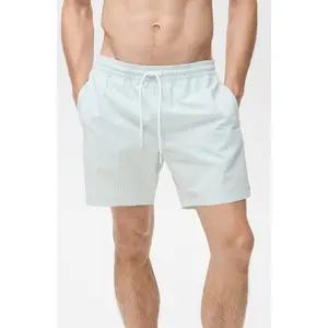 Mango MANGO Seersucker Swim Trunks Aqua Green