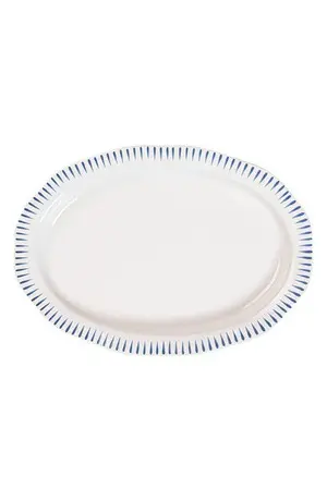 JULISKA Sitio Stripe 17-inch Platter - Whitewash/ Delft Blue