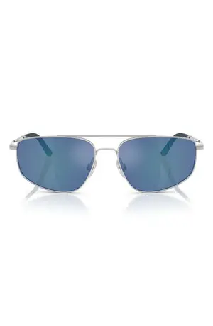 Oliver Spencer 59mm Pilot Sunglasses - Brushed Silver/ Marine Flash