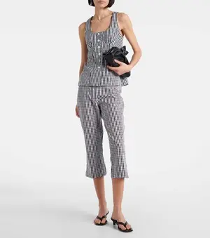 Faithfull The Brand Gingham Cotton Poplin Capri Pants - Black