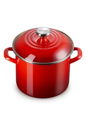 LE CREUSET 6-quart Enameled Stainless Steel Stock Pot - Cerise