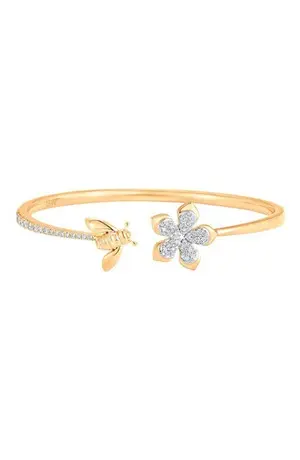 Sara Weinstock Queen Bee Flower Diamond Cuff Bracelet - Yellow Gold/ Diamond