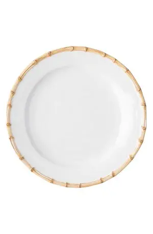 JULISKA Bamboo Ceramic Charger Plate - Whitewash/ Bamboo Natural