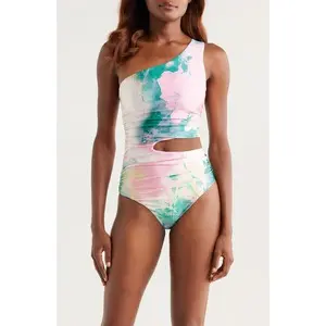 BOAMAR Kira Side Cutout One-shoulder One-piece Swimsuit - Pink Multi