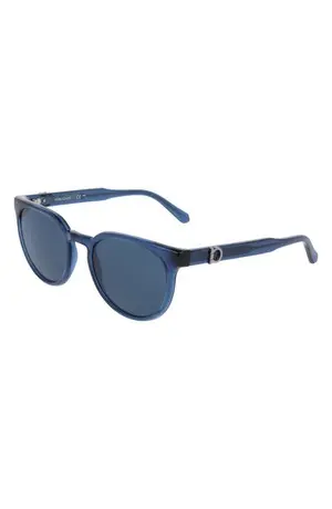 FERRAGAMO 53mm Round Sunglasses - Transparent Blue