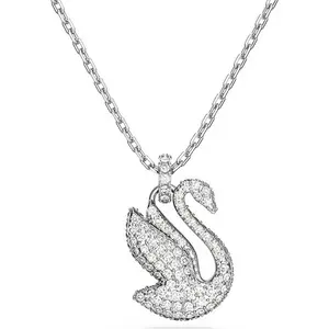 SWAROVSKI Swan Pendant Necklace - White/ Silver