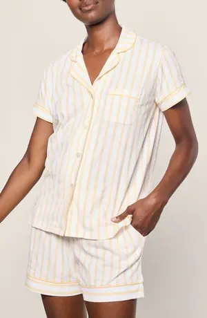 PETITE PLUME Sunny Stripe Cotton Shorts Pajamas - Yellow