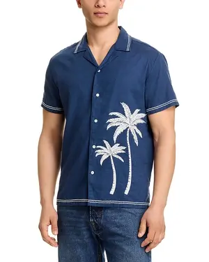 Rails Gibson Embroidered Palm Short Sleeve Shirt - Navy White Palm