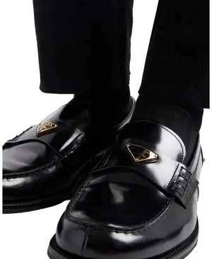 Prada Brushed Leather Loafers - Black