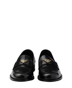 Prada Brushed Leather Loafers - Black