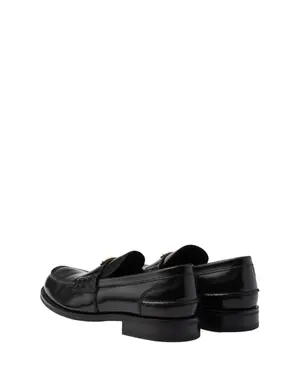 Prada Brushed Leather Loafers - Black