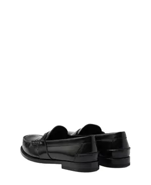 Prada Brushed Leather Loafers - Black