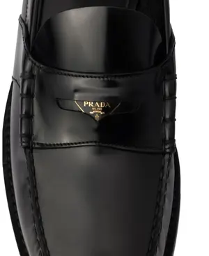 Prada Brushed Leather Loafers - Black