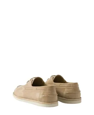Prada Bleached Suede Boat Shoes
