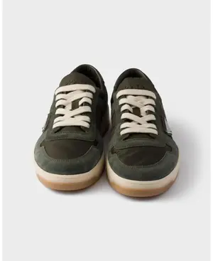 Prada Downtown Re-nylon And Suede Sneakers - Green