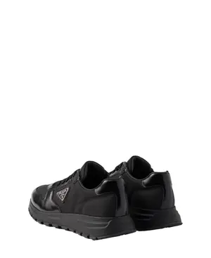 Prada Re-nylon And Brushed Leather Lace-up Sneakers - Black
