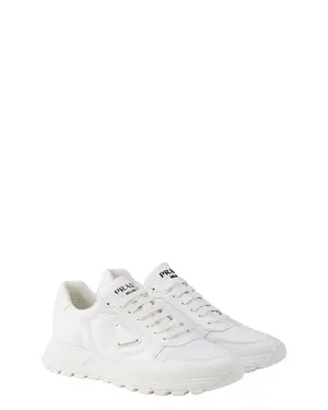 Prada Prax 01 Re-nylon And Brushed Leather Sneakers - White