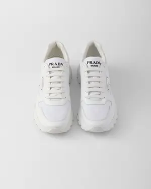 Prada Prax 01 Re-nylon And Brushed Leather Sneakers - White