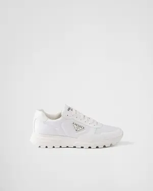 Prada Prax 01 Re-nylon And Brushed Leather Sneakers - White