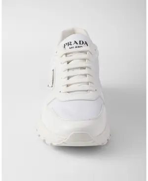 Prada Prax 01 Re-nylon And Brushed Leather Sneakers - White