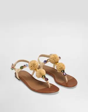 Dolce & Gabbana Crochet Flip-flops With Stone Embellishments