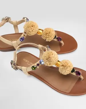 Dolce & Gabbana Crochet Flip-flops With Stone Embellishments