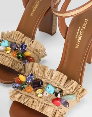 Dolce & Gabbana Braided Sandal With Rhinestone Embroidery