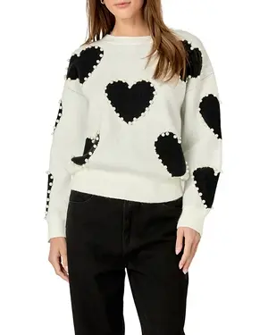 English Factory Long-sleeve Heart Sweater - Black Heart